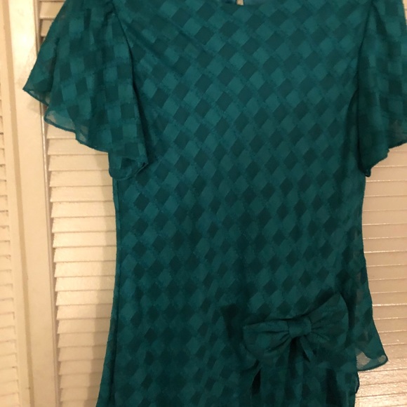 Patra | Dresses | Vintage Teal Checkered Layered Pinup Dress Wbow ...